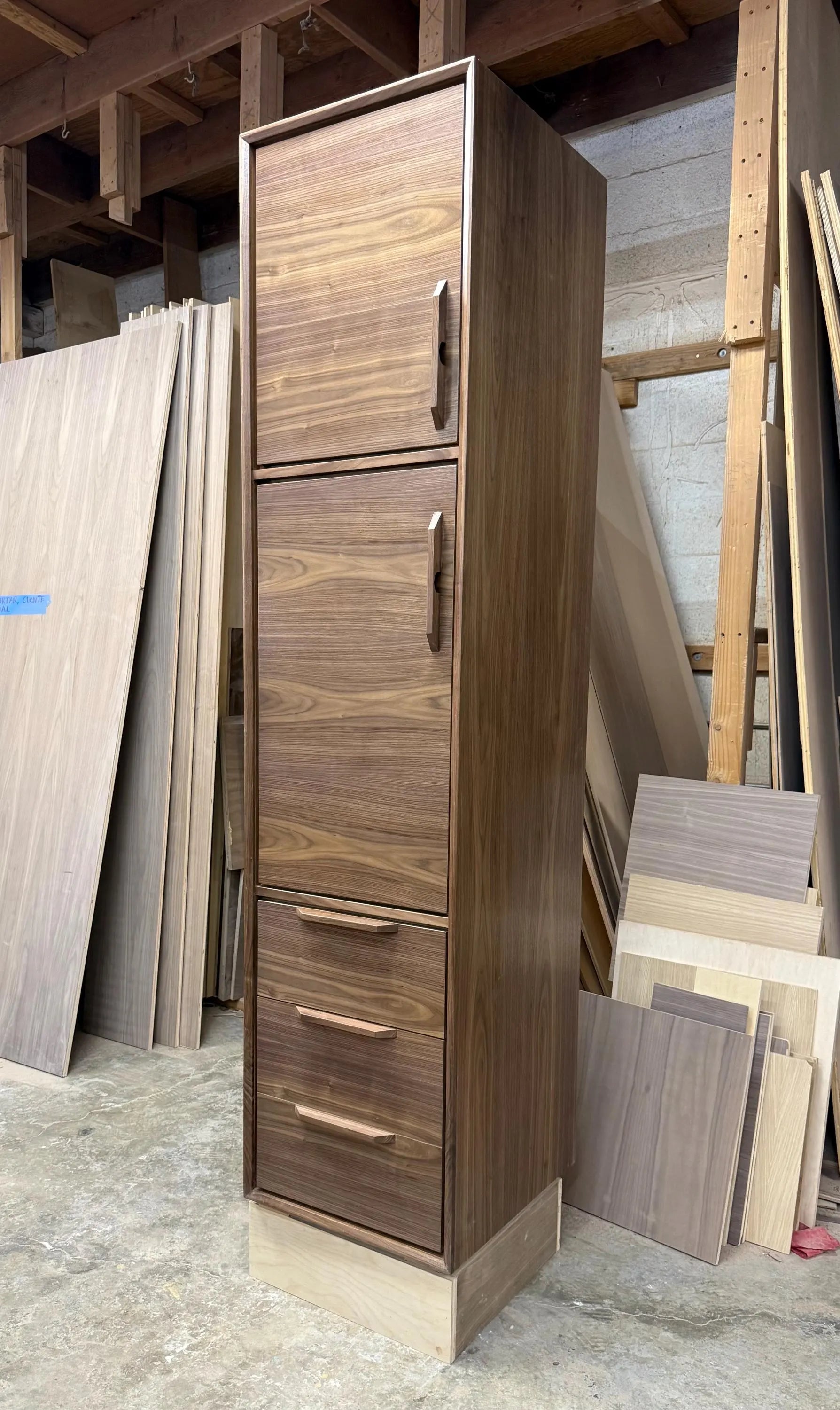 Mcm Walnut Linen Tower Cabinet | Custom size – West Coast Modern L.A